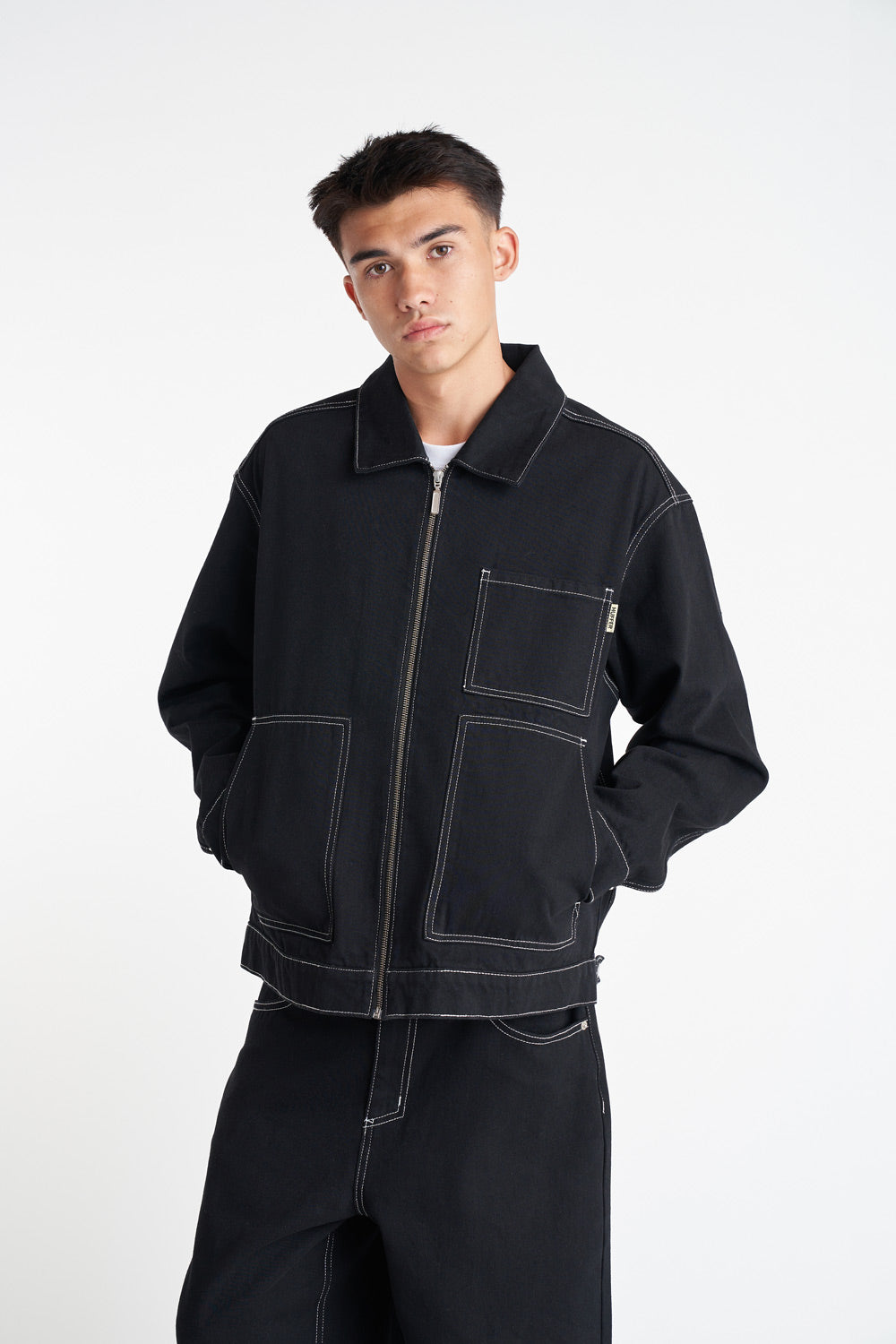 STAGE DENIM JACKET BLACK – Huffer