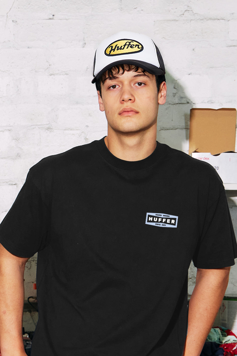 TRUCKER CAP/WORK BLACK/WHITE – Huffer