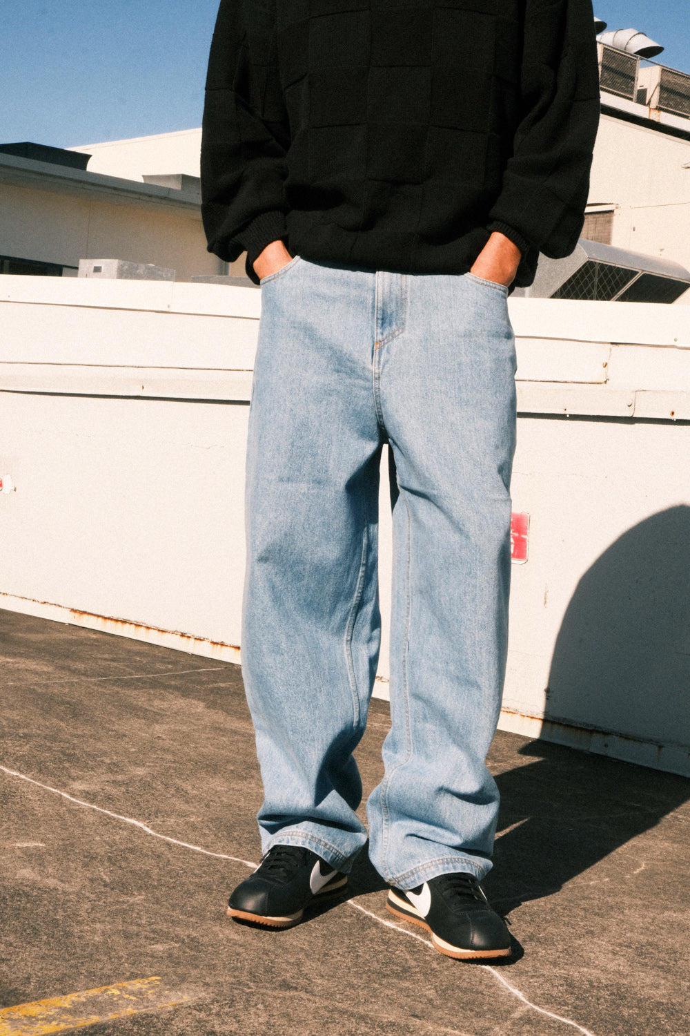 BLOCK DENIM EMB PANT/ALTA BLUE WASH – Huffer