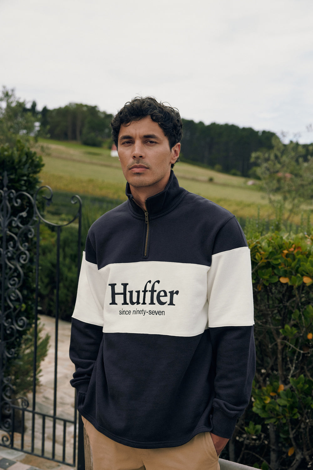 CLASSIC 1/4 ZIP BLOCK JERSEY NAVY – Huffer