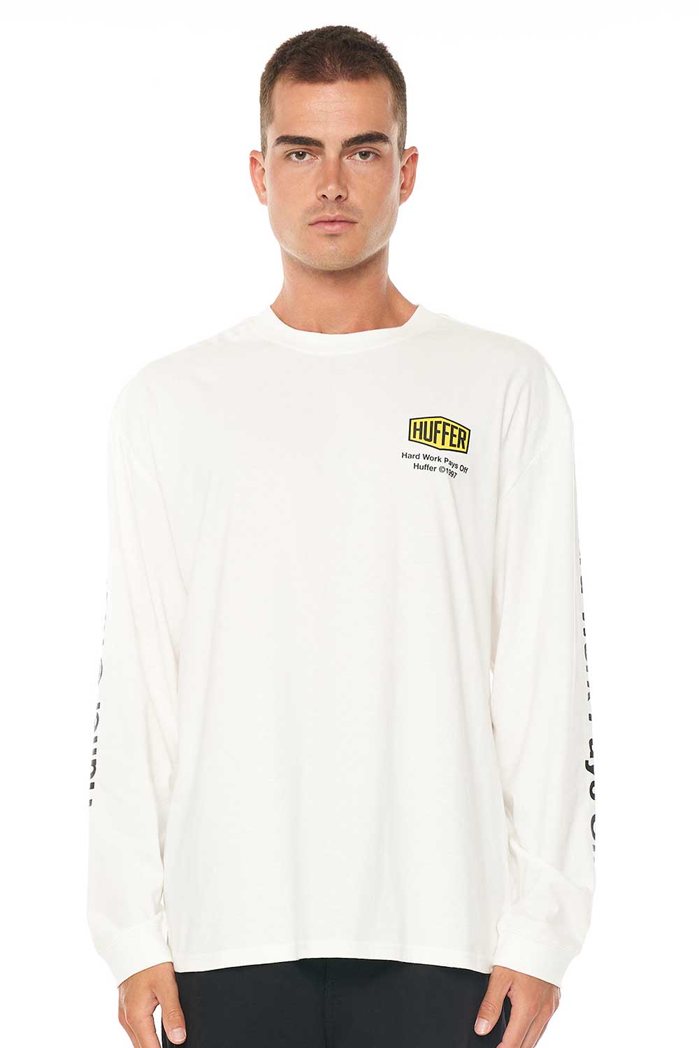LS BLOCK TEE/CONSTRUCT CHALK – Huffer