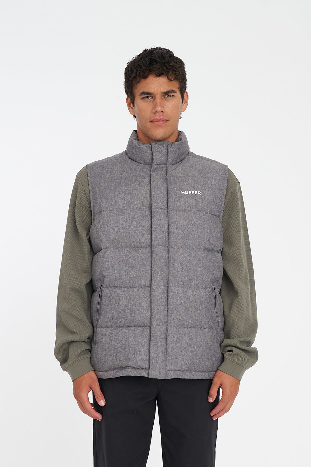 MENS HUFFER PUFFER VEST HRGBONE GREY – Huffer