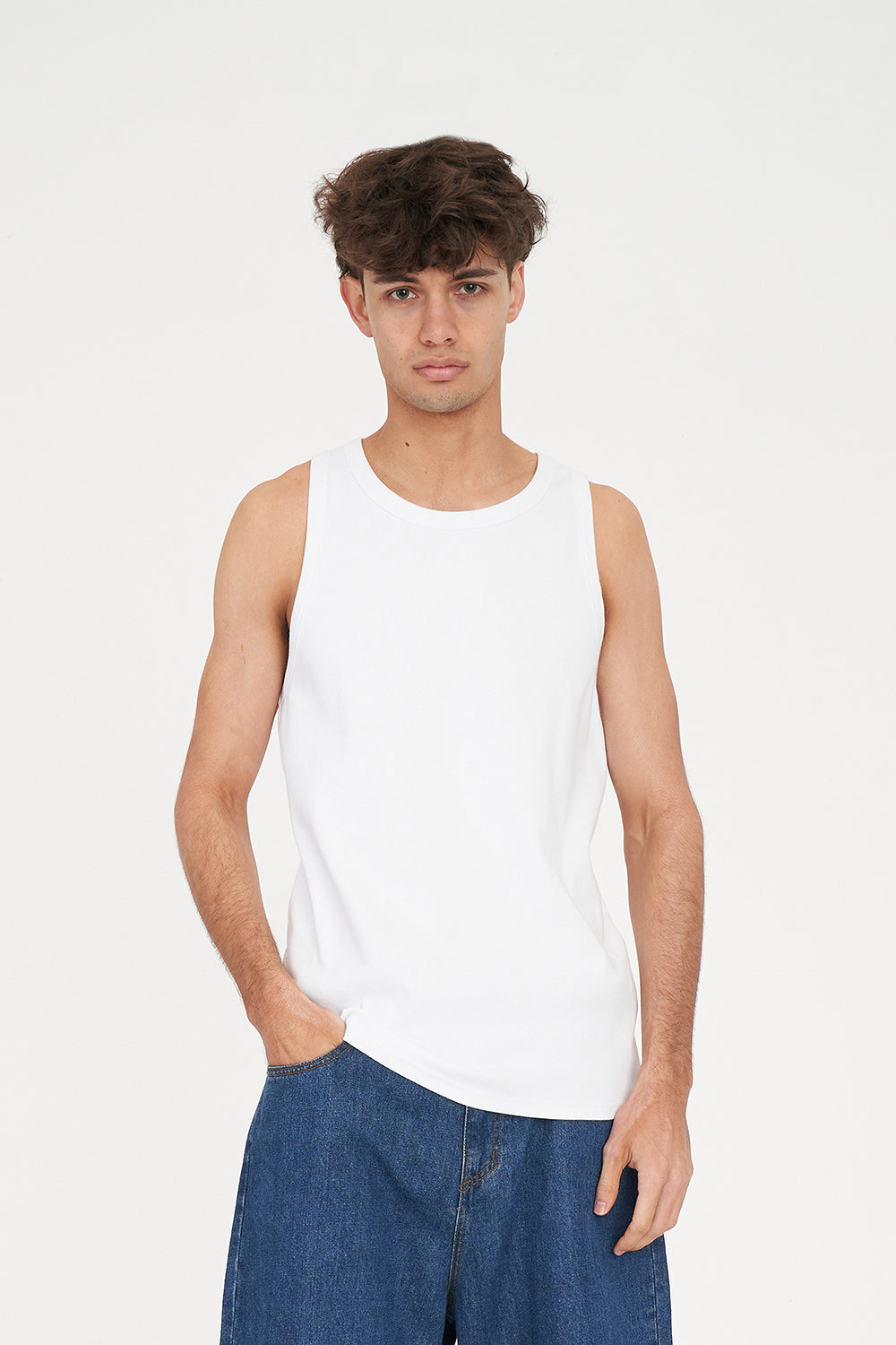 MENS RIB TANK WHITE – Huffer