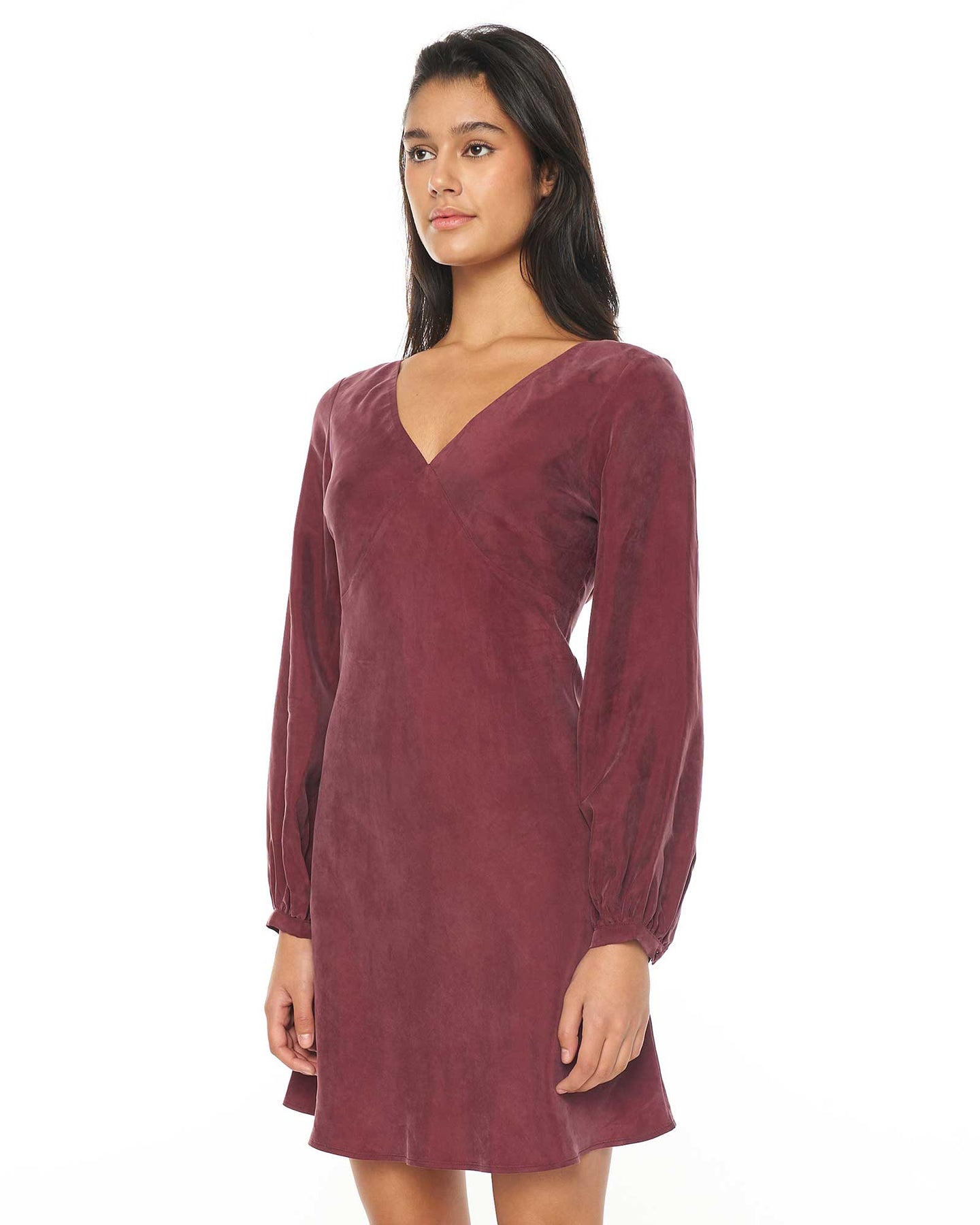 ALIX LS SHIFT MINIDRESS DARK CHERRY – Huffer