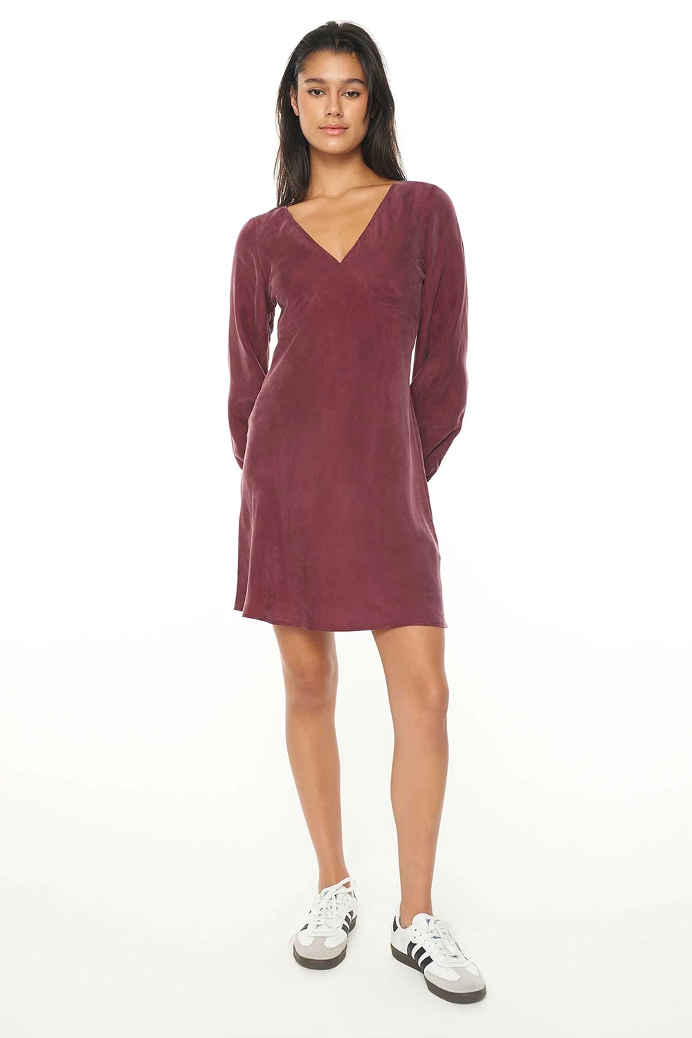 ALIX LS SHIFT MINIDRESS DARK CHERRY – Huffer