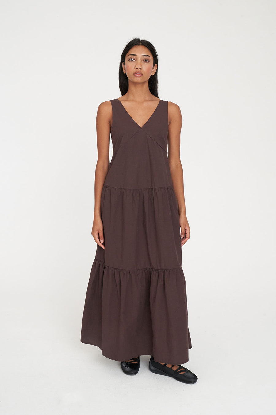 FREIDA MAXI DRESS CHESTNUT – Huffer