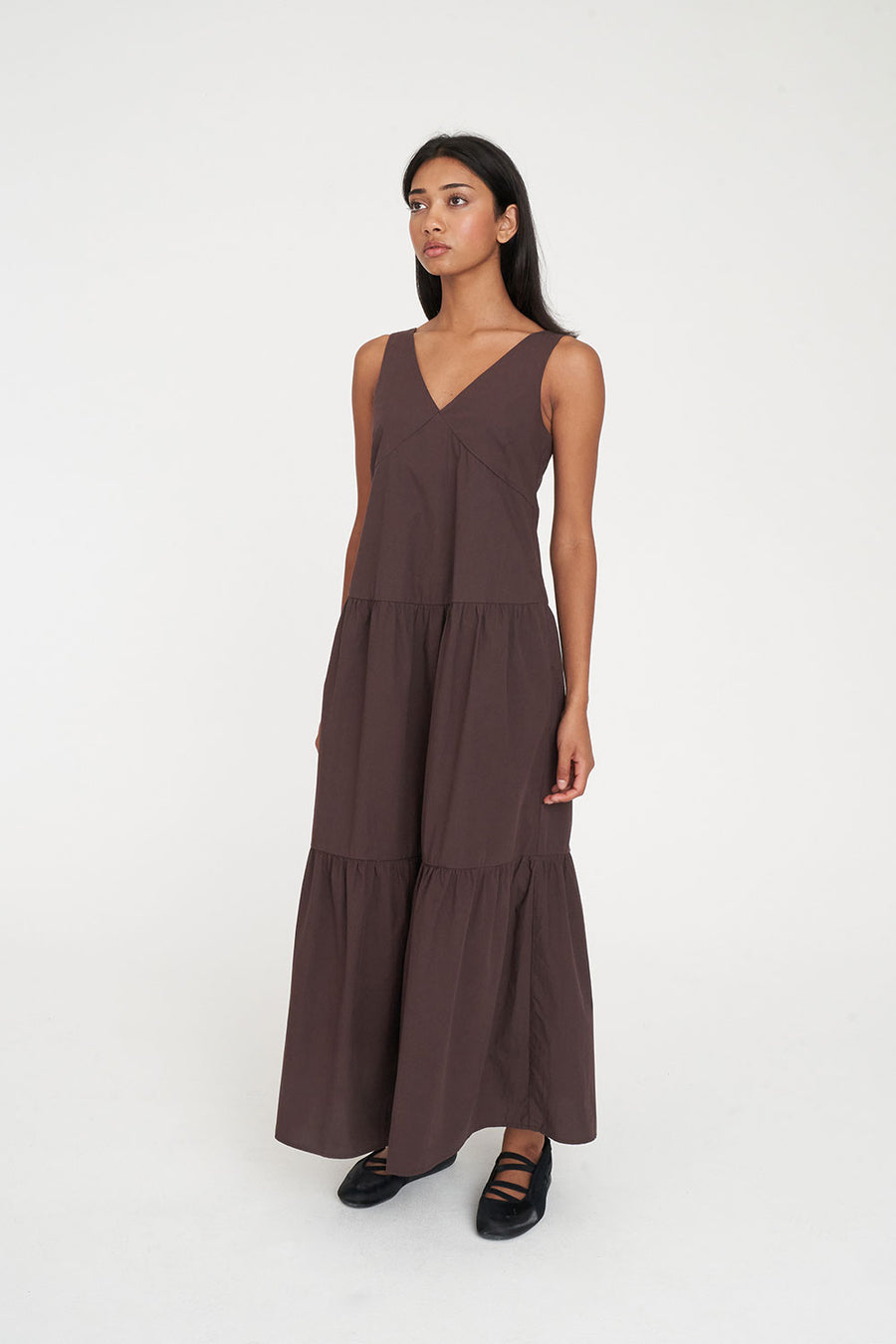 FREIDA MAXI DRESS CHESTNUT – Huffer