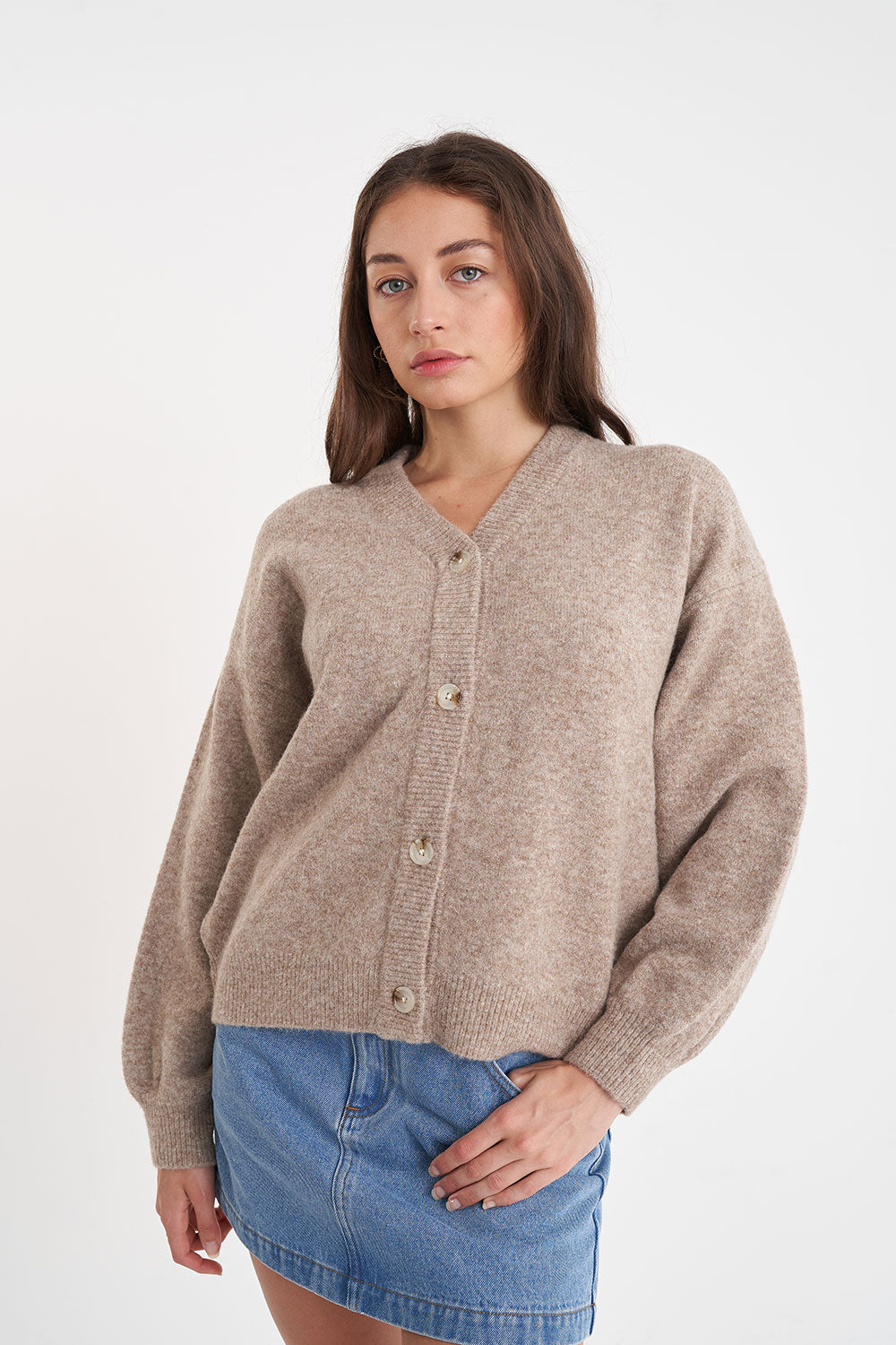 KENDALL CARDIGAN OAT MARLE – Huffer