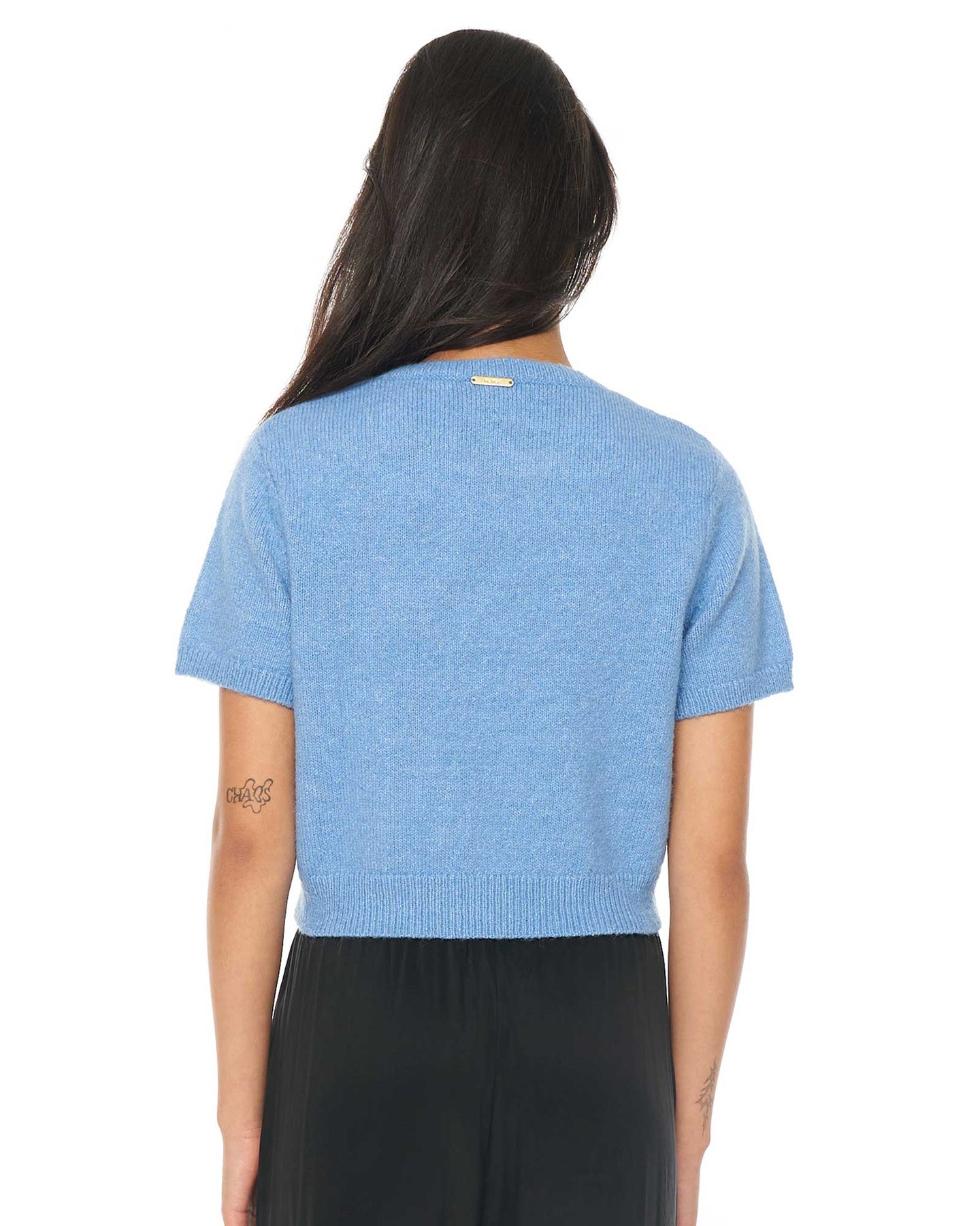 KENZIE CROP KNIT TEE SKY BLUE – Huffer