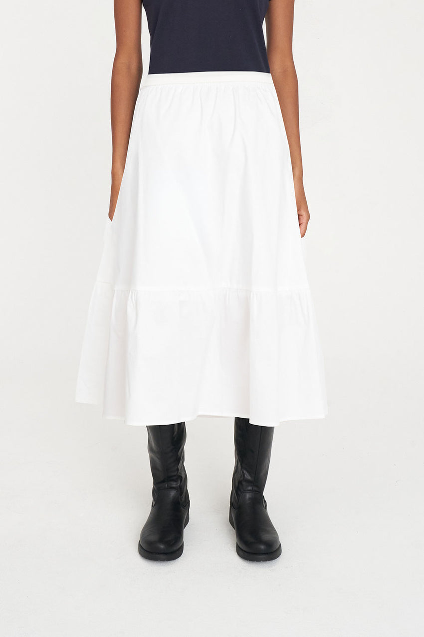 CLARISSE MIDI SKIRT WHITE – Huffer